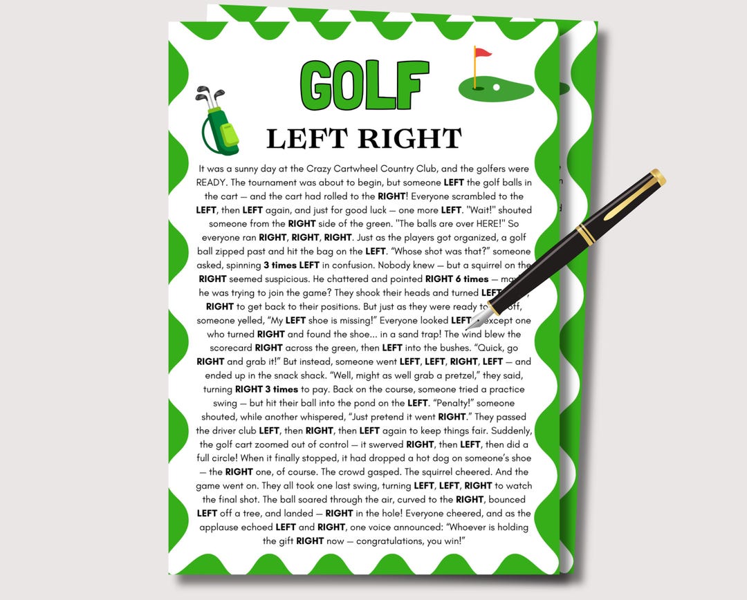 Golf Party Left Right Game, Golf Party Games, Golf Birthday Games for ...