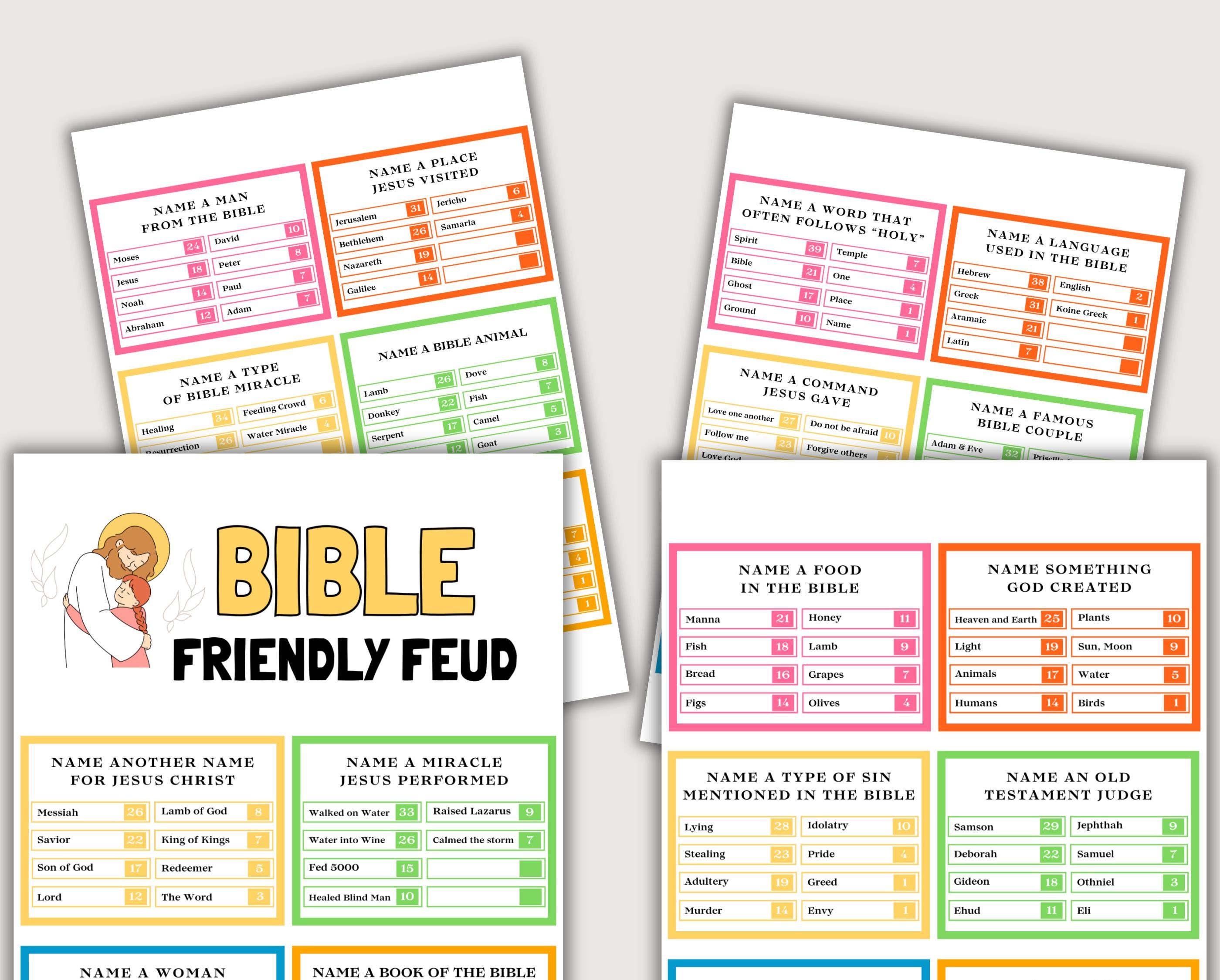 Bible Family Feud, Fun Bible Game for Kids Adults, Bible Friendly Feud ...