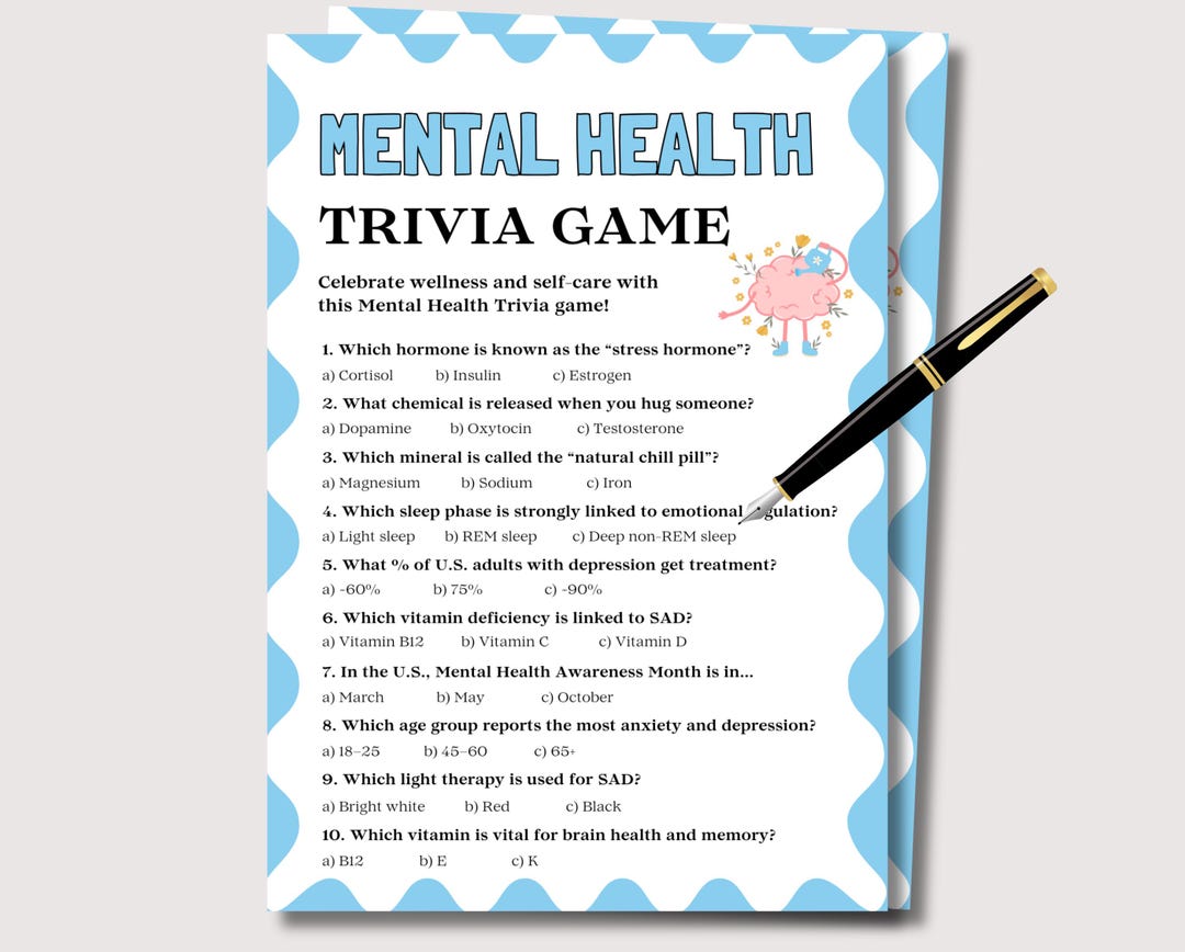 Mental Health Trivia Game, Mental Health Game for Teen Kids Adults ...