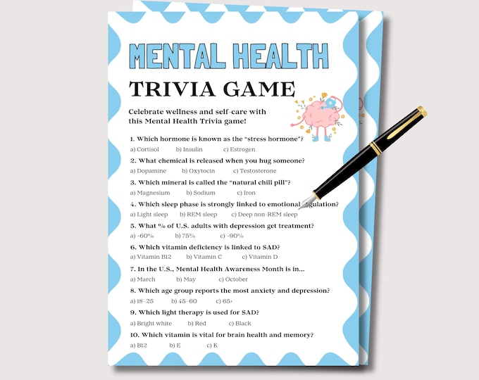 Mental Health Trivia Game, Mental Health Game for Teen Kids Adults ...