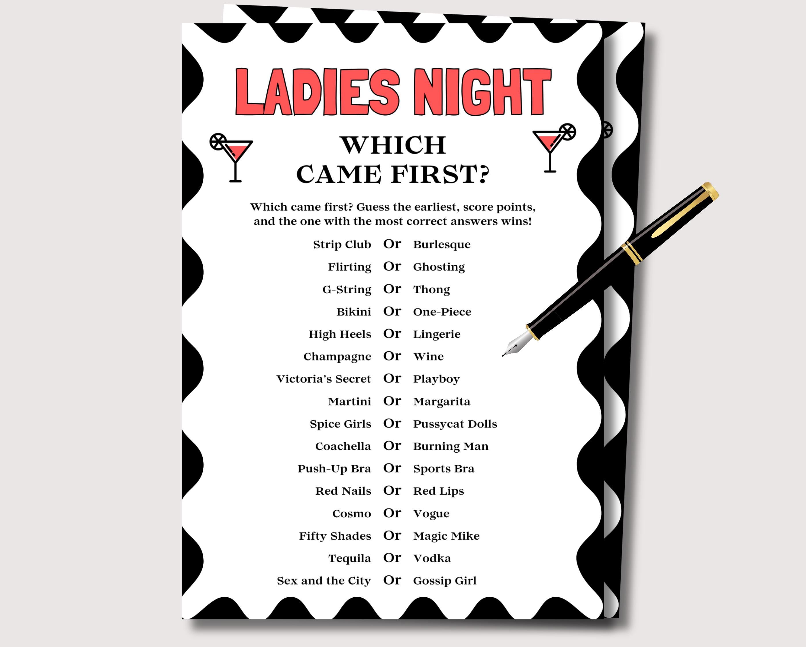 Ladies Night Game Which Came First, Fun Girls Night Games, Adult Dirty ...