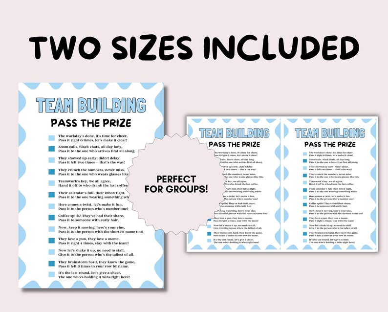 Pass the Prize Team Building Game, Office Games, Printable Team ...