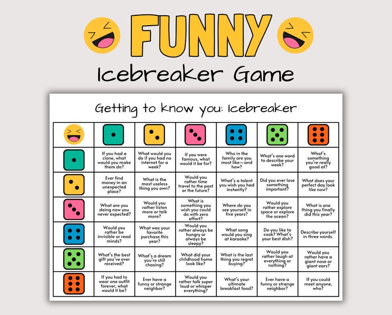 Funny Icebreaker Game, Icebreaker Activity Roll and Tell, Team Building ...