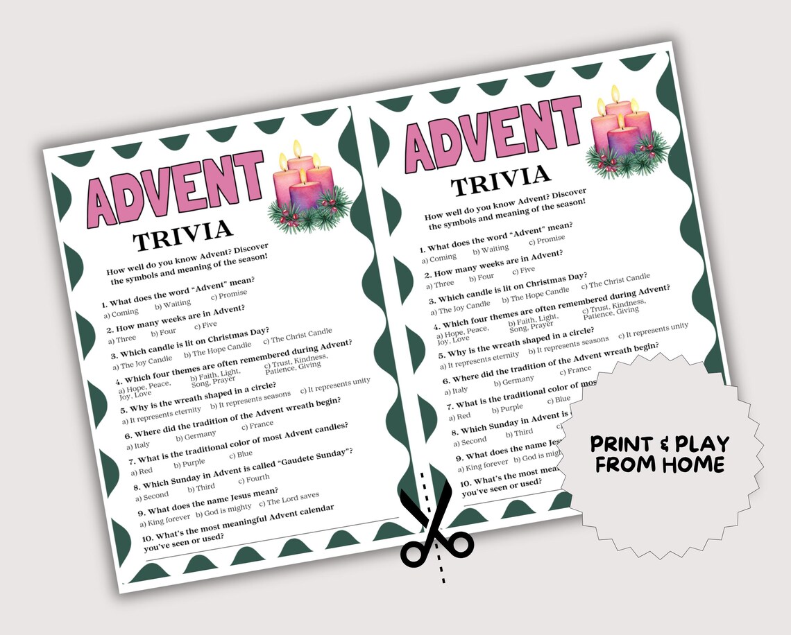 Advent Trivia Game, Fun Christian Winter Game for Kids Adults Family ...