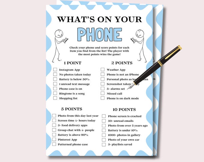 What’s on Your Phone Game, Printable Cell Phone Game, Family Reunion ...