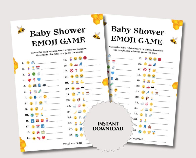 Emoji Pictionary Baby Shower Game, Emoji Baby Shower Games, Printable ...