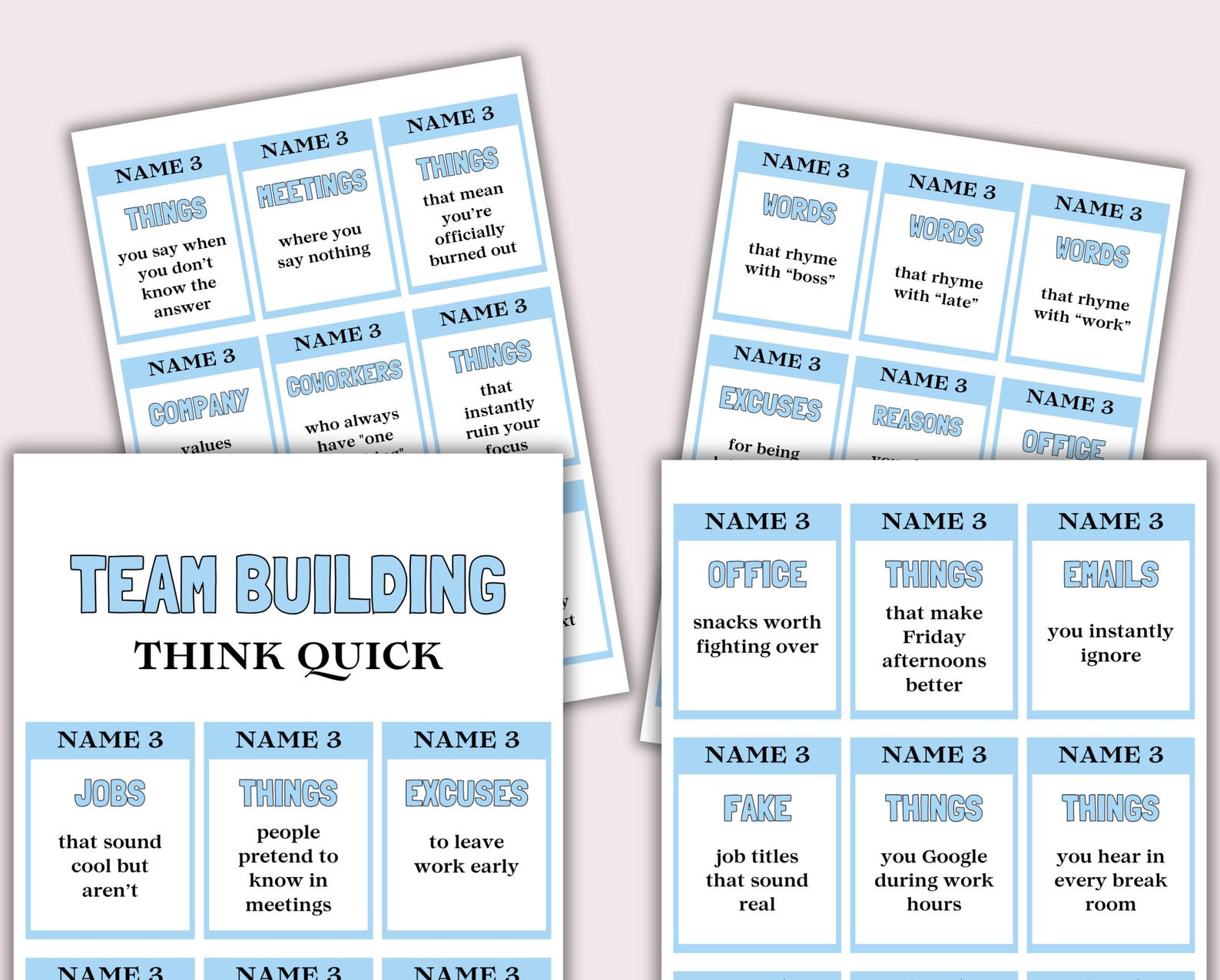 Office Think Quick Game, Team Building Activities for Office Games, Fun ...