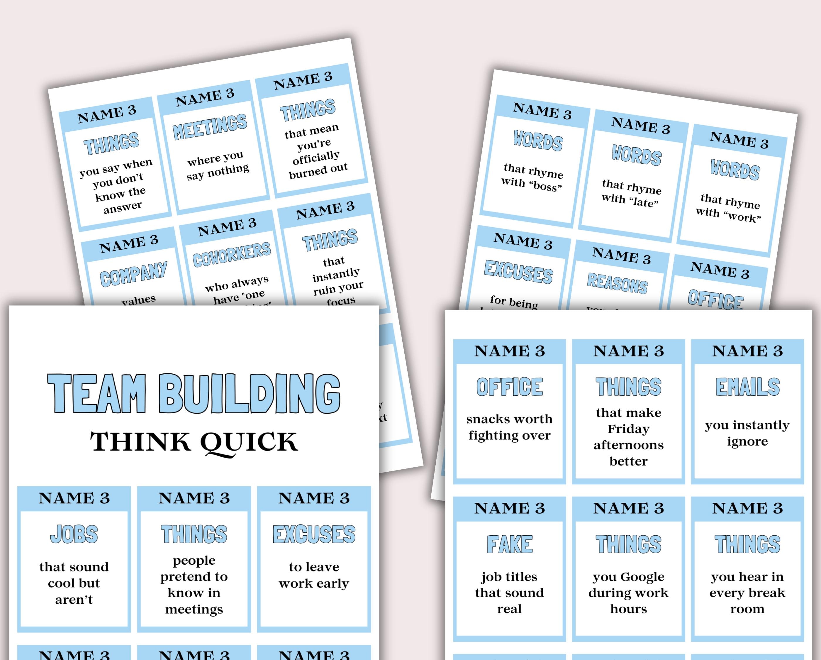 Office Think Quick Game, Team Building Activities for Office Games, Fun ...