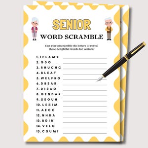 Games for Seniors Word Scramble, Games for Senior Citizens, Senior ...