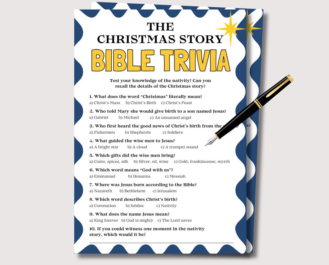 The Christmas Story Bible Trivia Game, Christian Christmas Game for ...