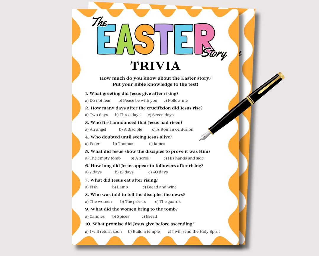 Easter Story Trivia Quiz, Fun Christian Easter Game for Kids Adults ...