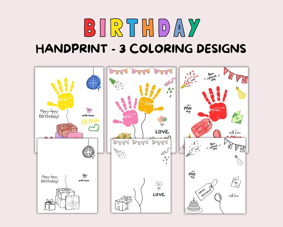 Birthday Handprint Craft, Happy Birthday Handprint Balloons Art ...