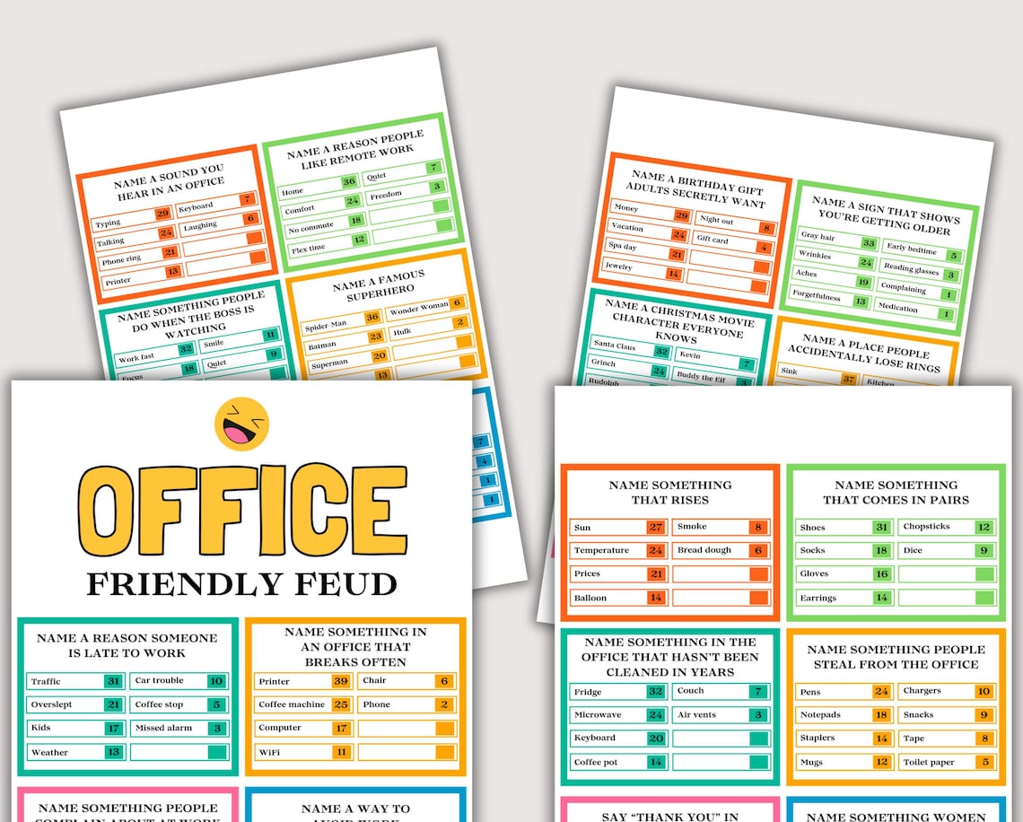 Fun Team Building Friendly Feud Game, Printable Office Friendly Feud ...