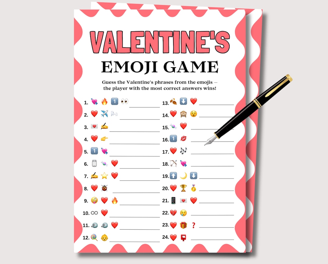 Valentine's Emoji Game, Fun Printable Valentine's Day Game for Adults ...