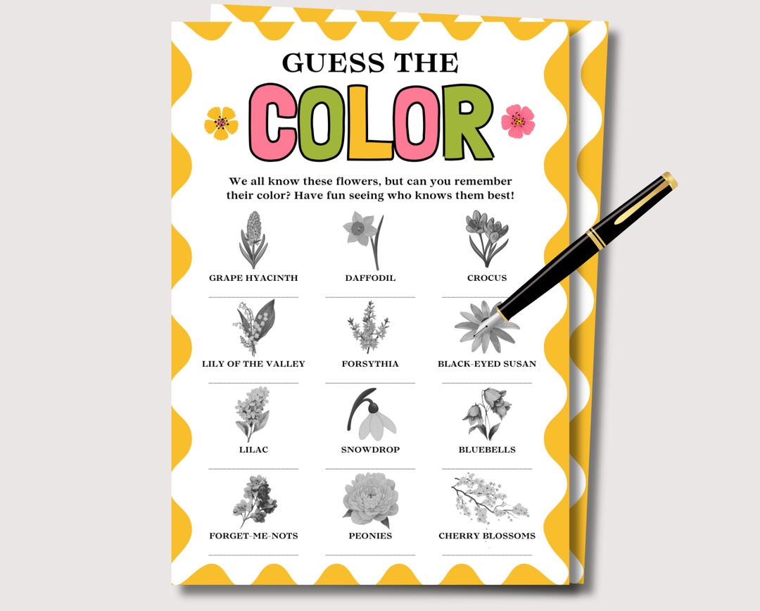 Flower Trivia Quiz Guess the Color, Fun Printable Spring Game for ...
