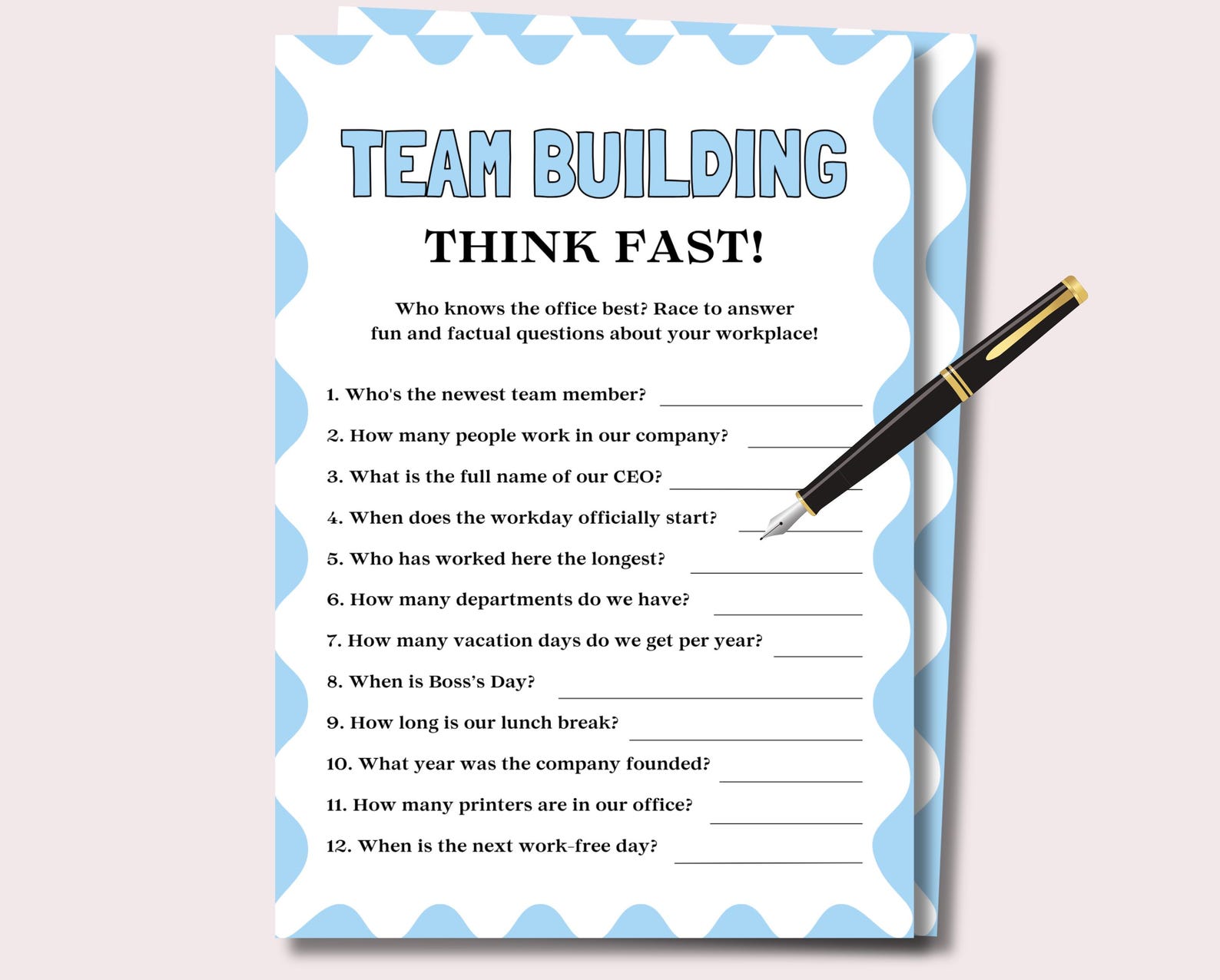 Team Building Activities for Office Think Fast Game, Team Building ...