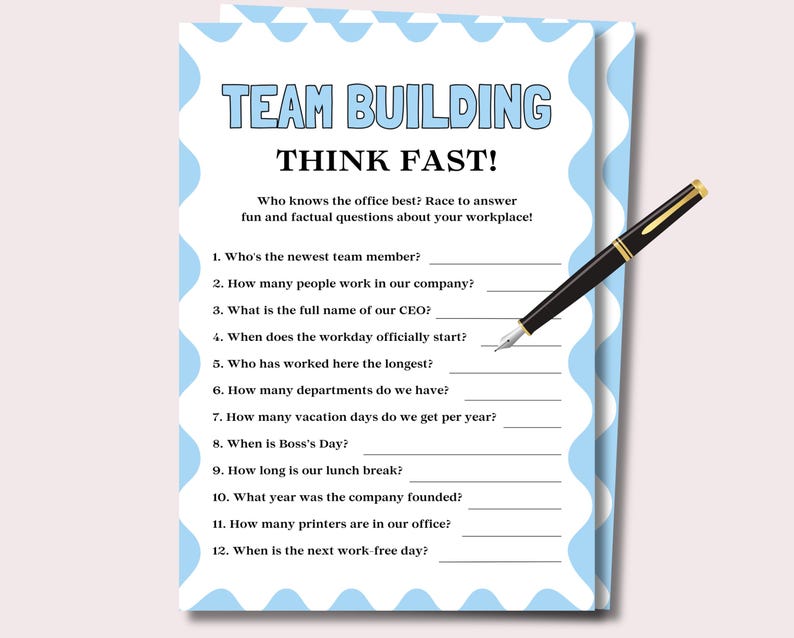 Team Building Activities for Office Think Fast Game, Team Building ...
