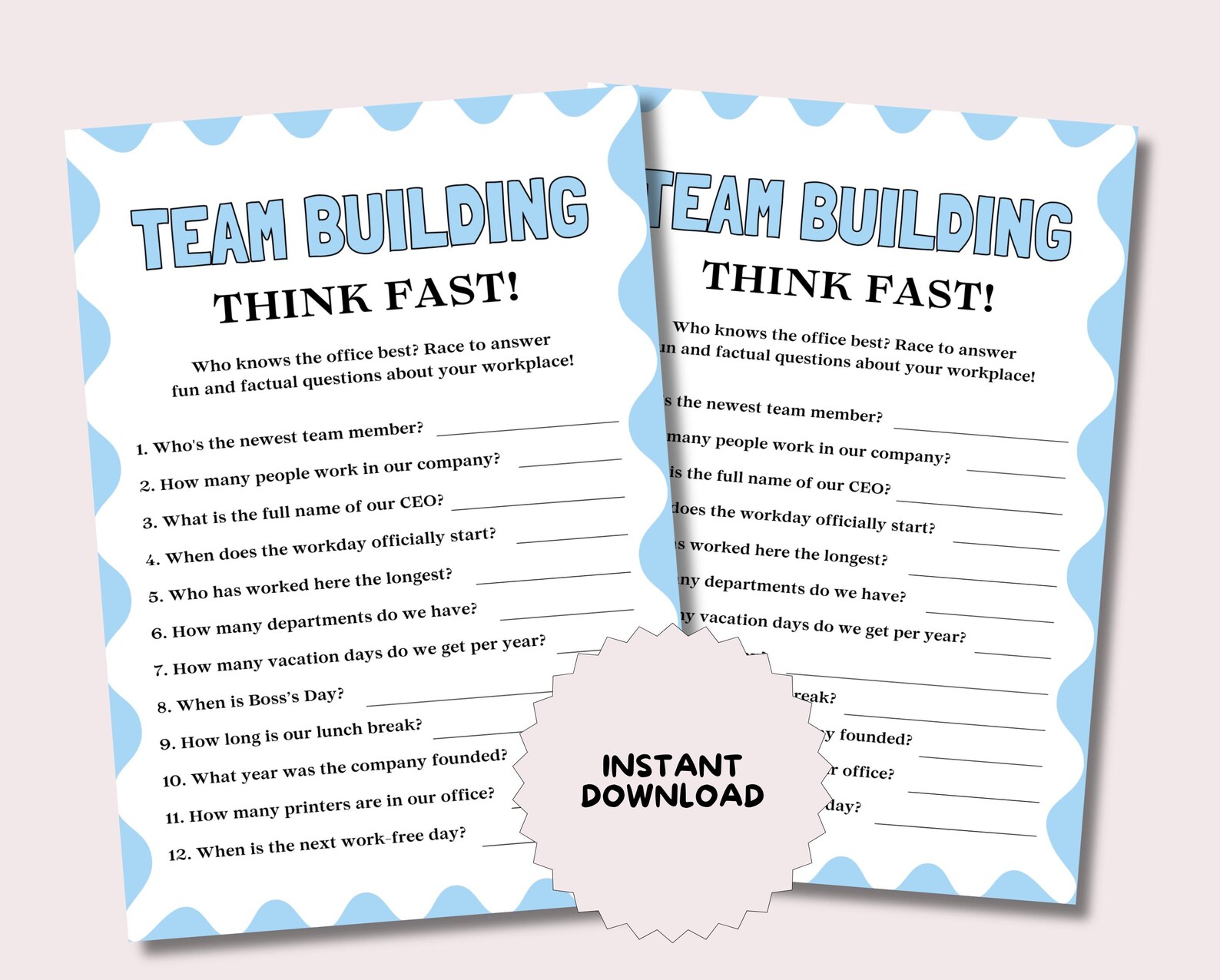 Team Building Activities for Office Think Fast Game, Team Building ...