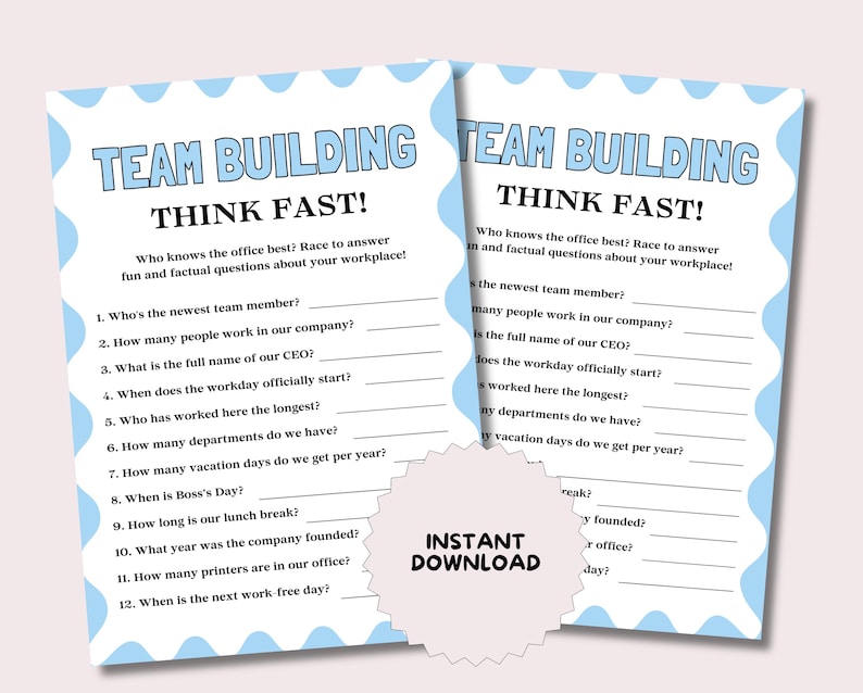 Team Building Activities for Office Think Fast Game, Team Building ...