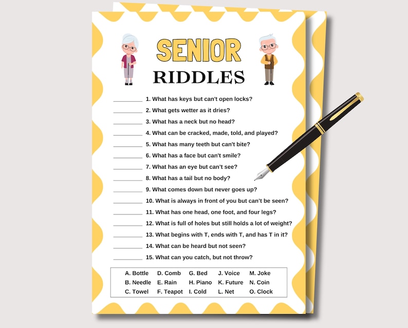 Riddles Games for Senior Citizens, Elderly Games for Elderly Icebreaker ...