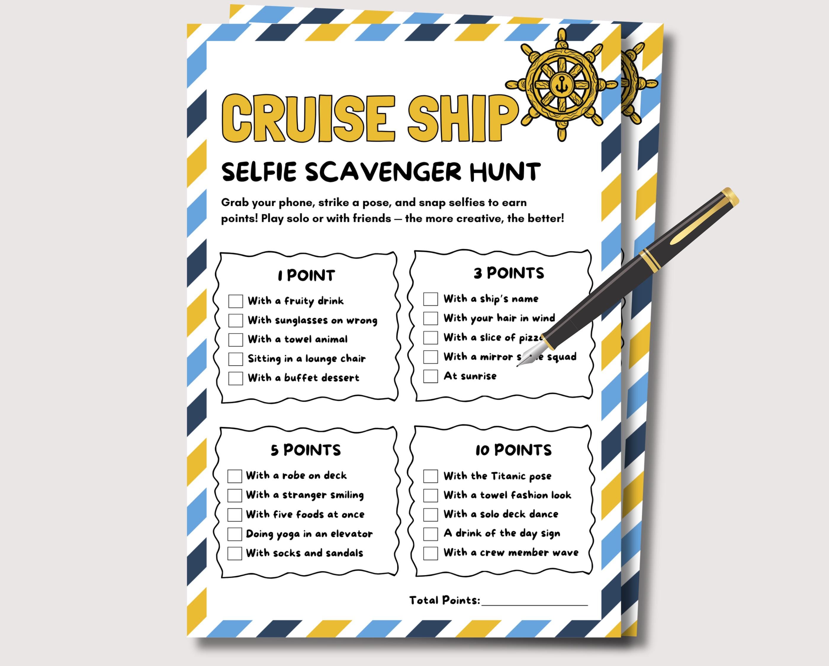 Cruise Photo Scavenger Hunt, Cruise Ship Games, Adult Kids Cruise Games ...
