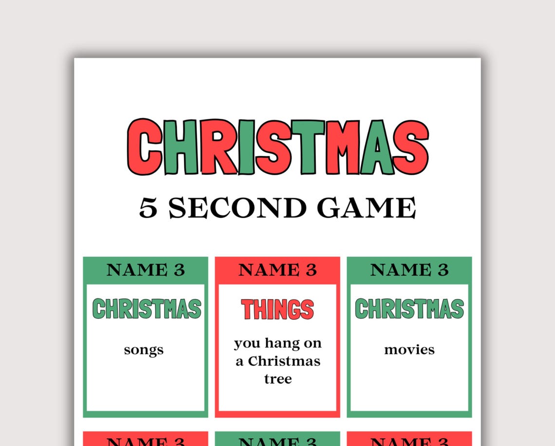 Christmas 5 Second Game, Fun Christmas Game for Adults Kids, Group ...