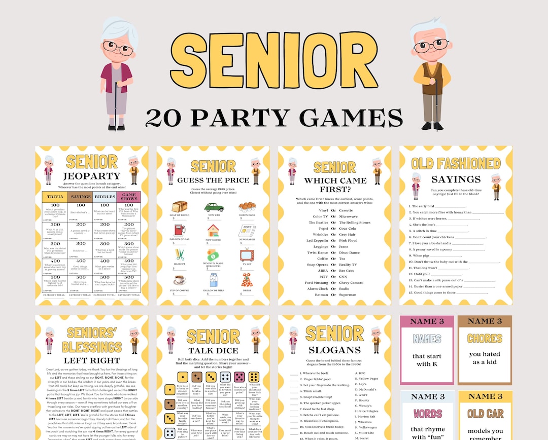 Senior Games Bundle, Games for Seniors Group Games for Senior Citizens ...
