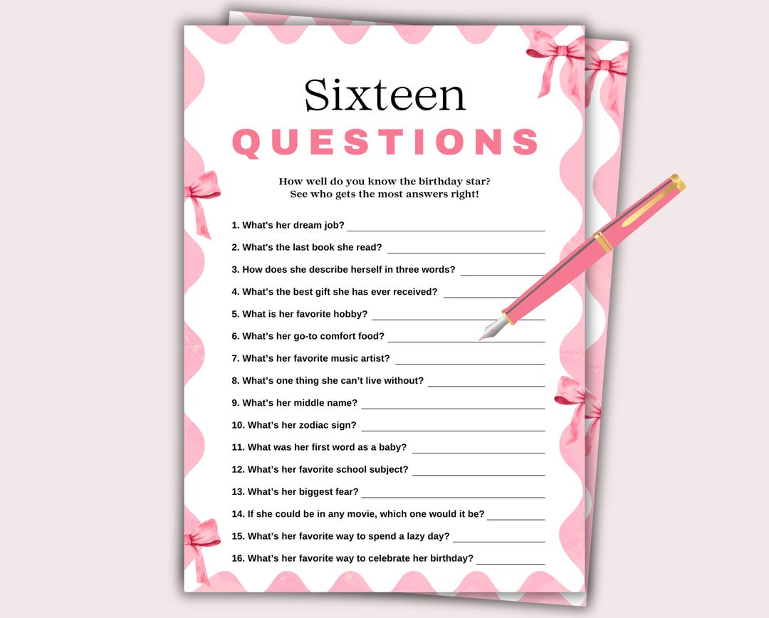 Sweet 16 Game Who Knows the Birthday Girl Best, Sweet 16 Questions ...