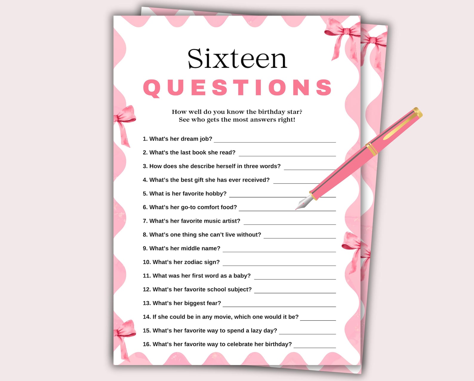 Sweet 16 Game Who Knows the Birthday Girl Best, Sweet 16 Questions ...