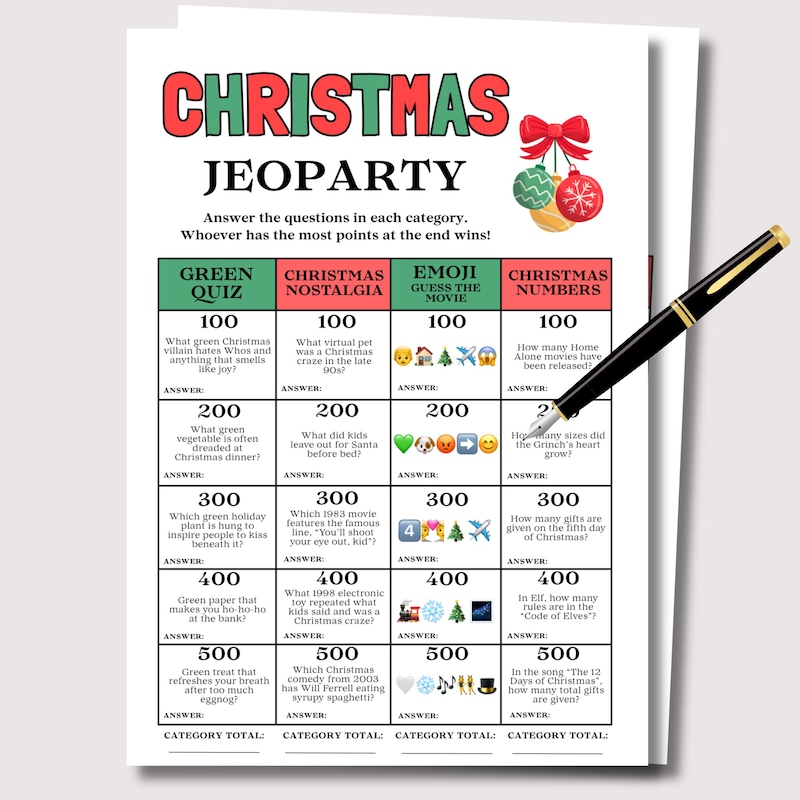 Winter Holiday Jeopardy Kids - Etsy UK