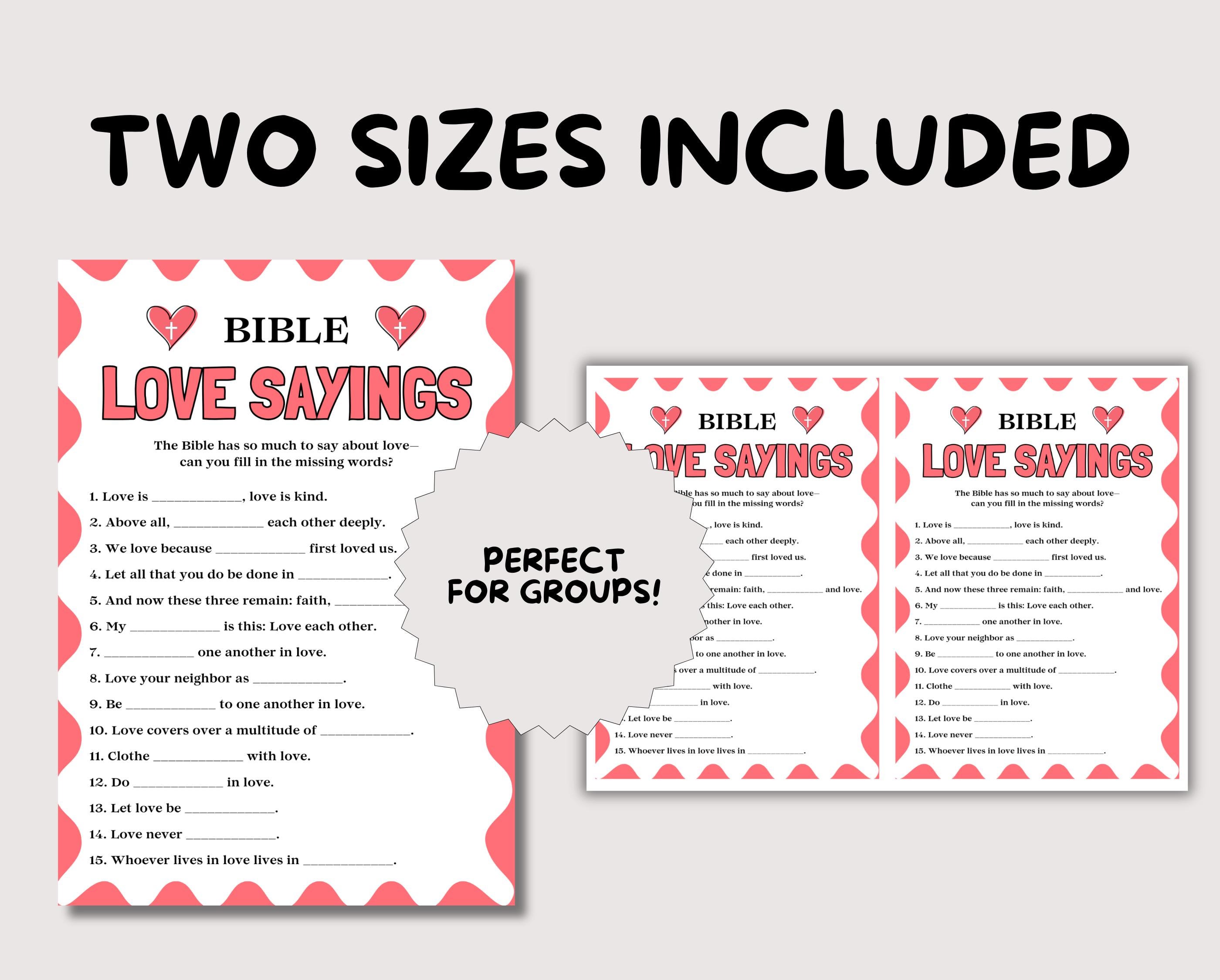 Bible Love Sayings Game, Fun Christian Valentine's Day Game for Adults ...