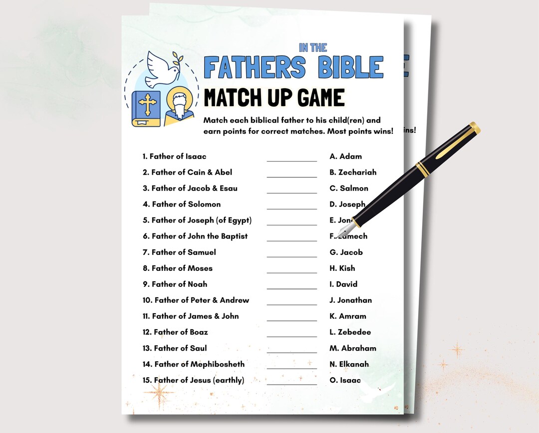 Fathers in the Bible Game, Fathers Day Games Printable, Bible Trivia ...