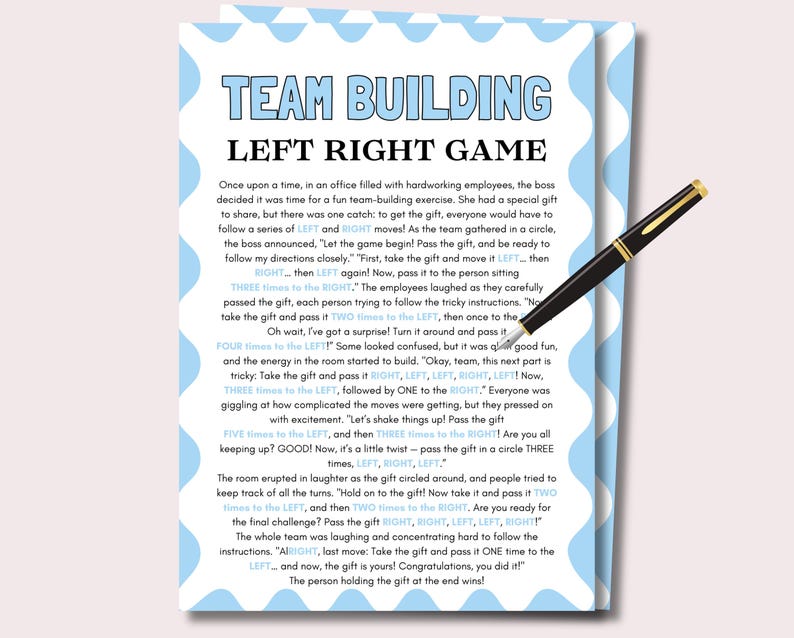 Team Building Left Right Game, Right Left Game for Team Building, Team ...