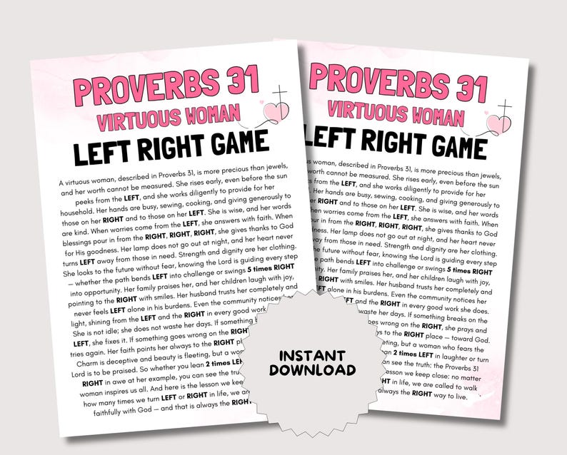 Proverbs 31 Virtuous Woman Left Right Game, Fun Women’s Ministry Game ...