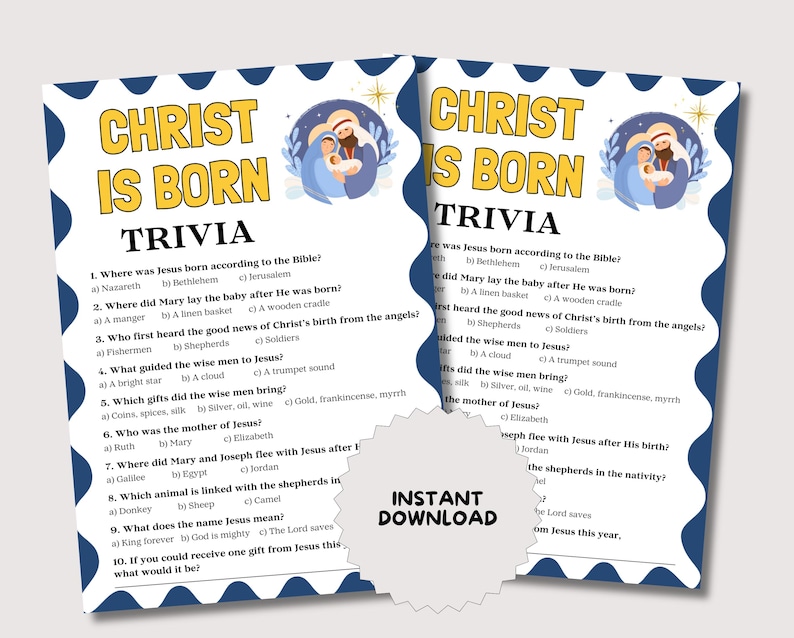 Christ is Born Trivia Game, Christian Christmas Game for Kids Adults ...