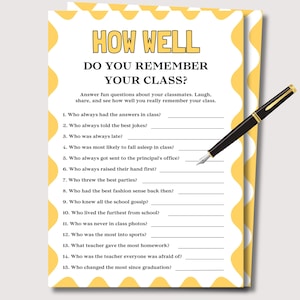 Class Reunion Games, High School Reunion Game, Printable Class Reunion ...