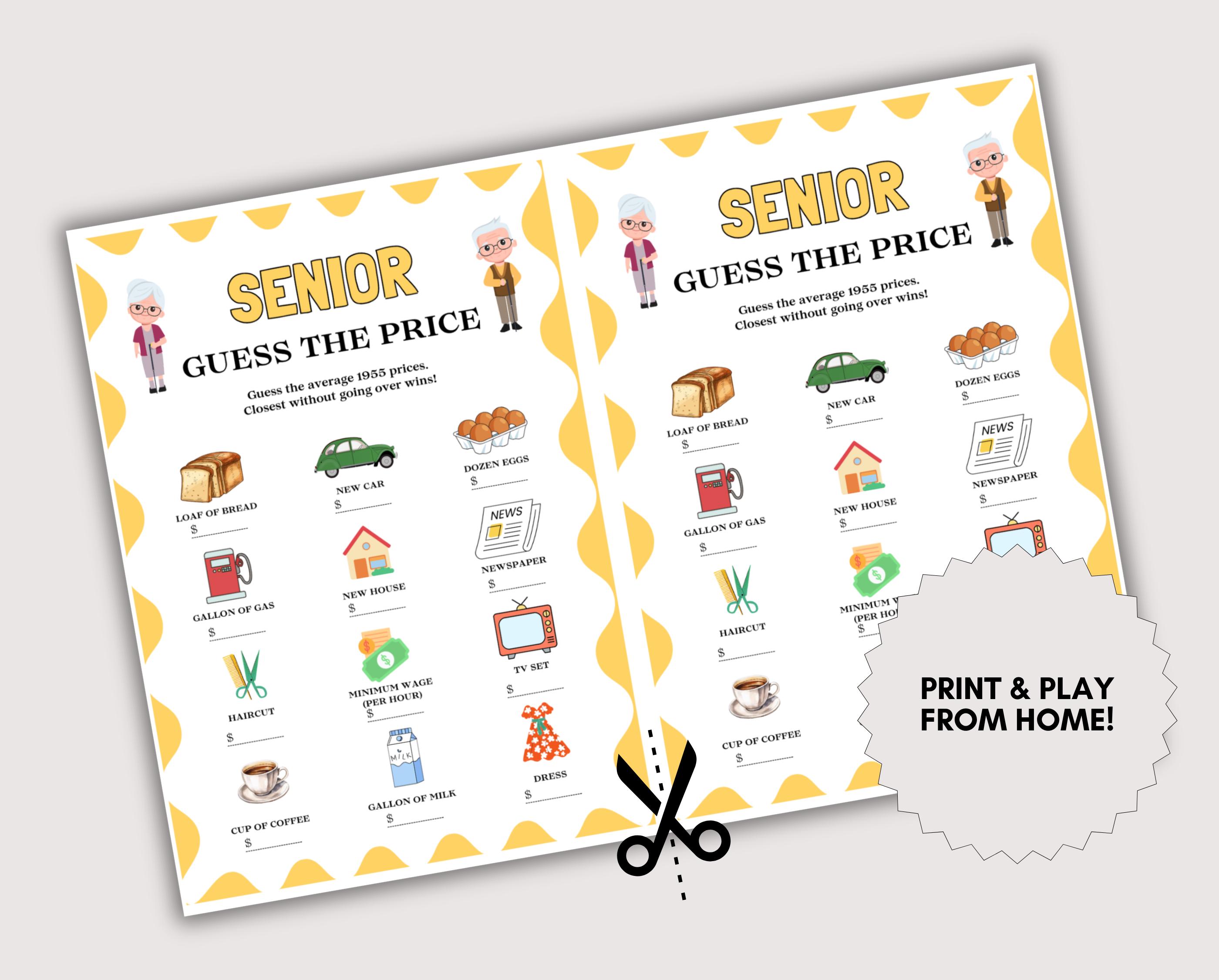 Games for Seniors Guess the Price, Games for Senior Citizens, Senior ...