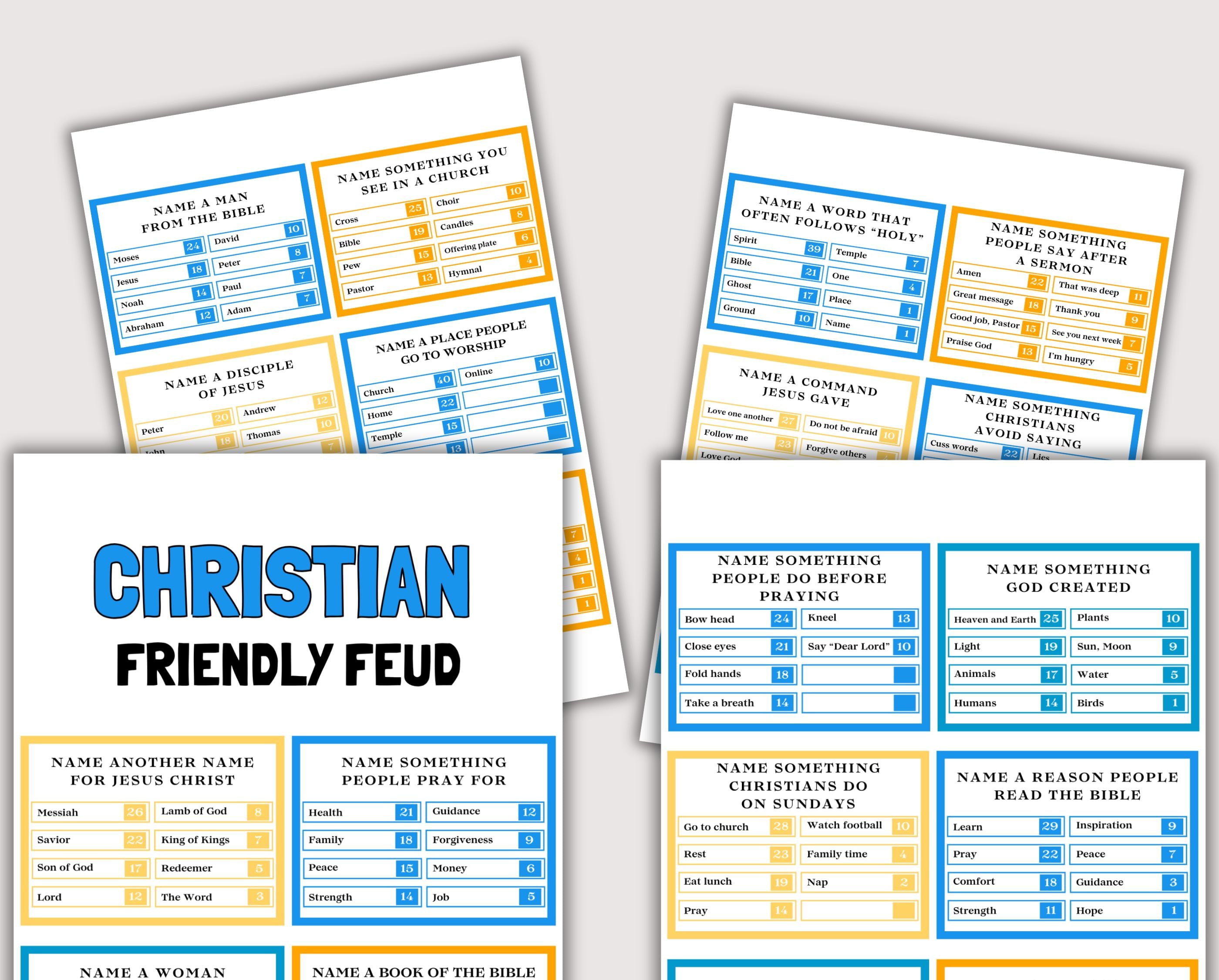 Christian Friendly Feud Game, Fun Christian Trivia for Kids and Adults ...
