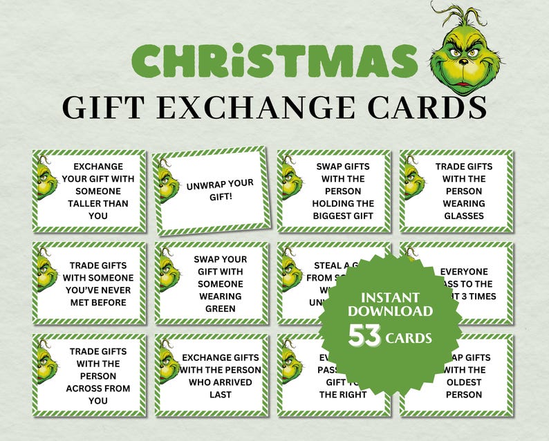 Grinch Gift Exchange Game, Funny Christmas Gift Exchange Game, Gift ...