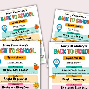 Back to School Spirit Week Flyer Editable in Canva, Autumn School ...