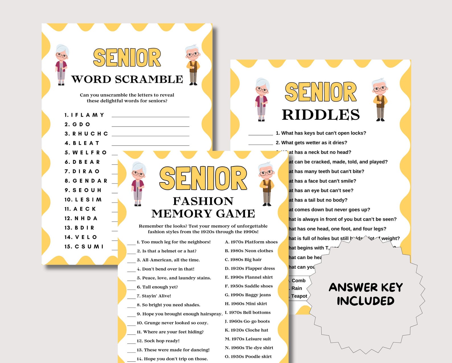 Senior Games Bundle, Games for Seniors Group Games for Senior Citizens ...