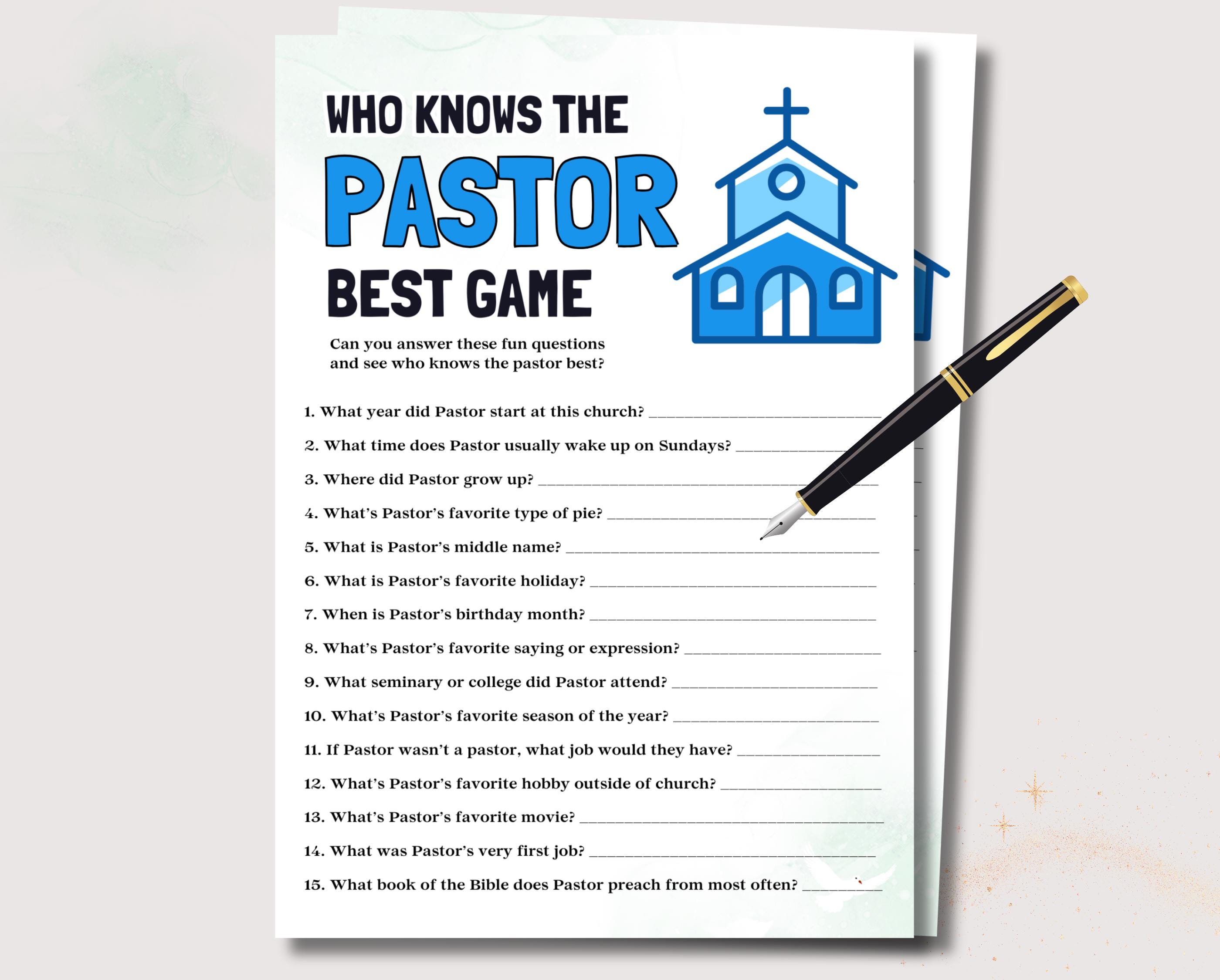 Who Knows the Pastor Best Game, Fun Church Trivia for Adults and Kids ...