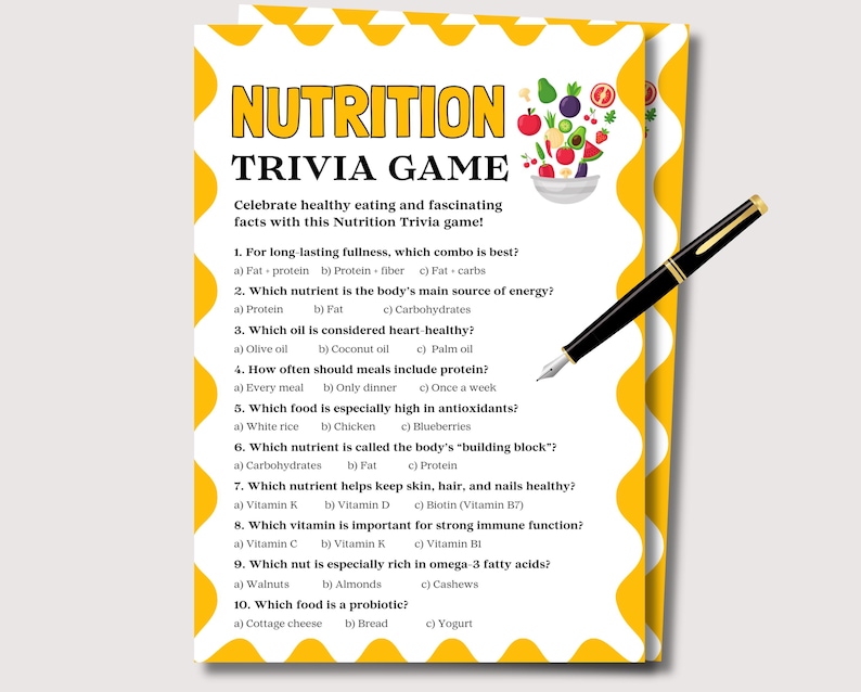 Nutrition Trivia Game, Fun Nutrition Game for Kids Adults Seniors ...