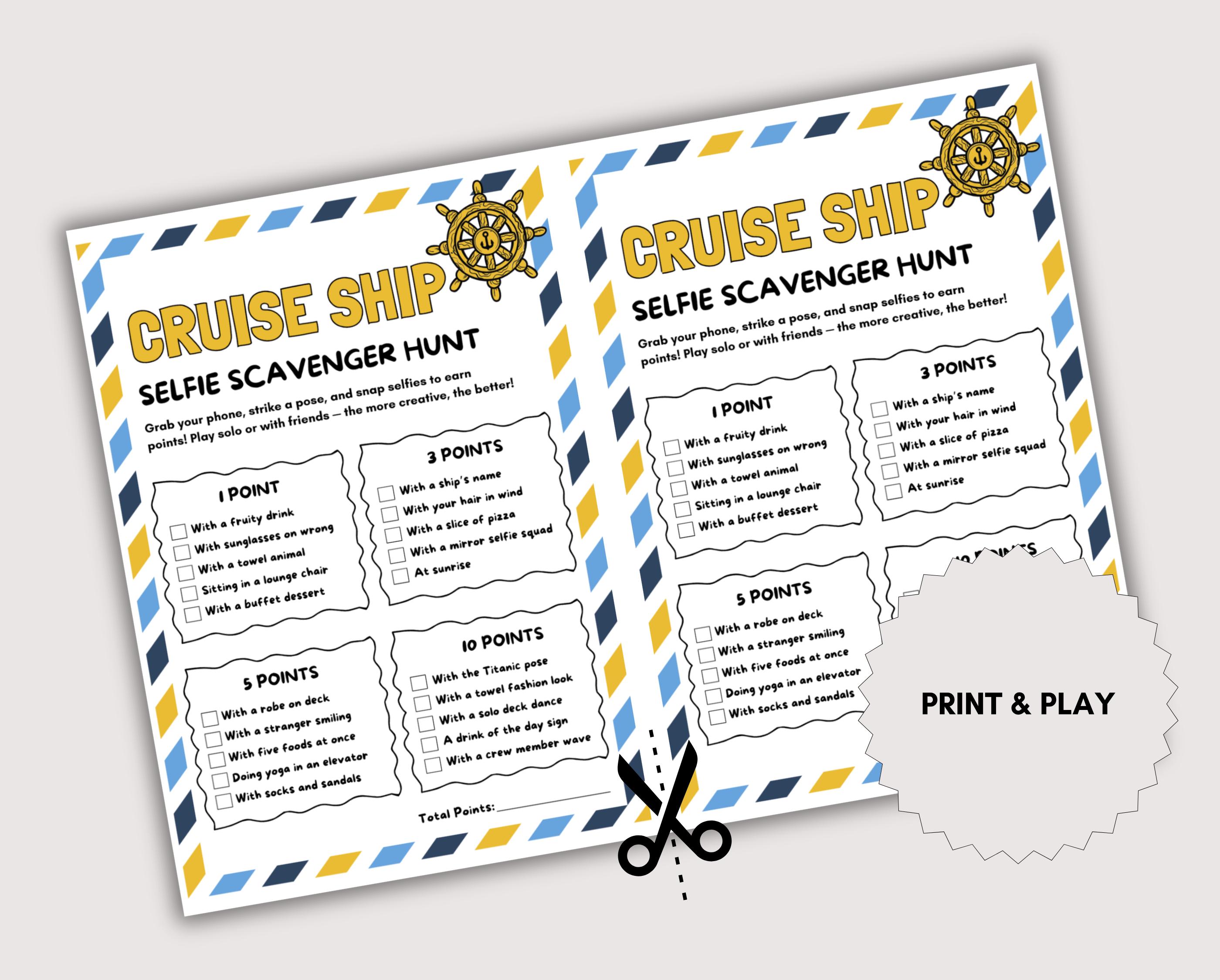 Cruise Photo Scavenger Hunt, Cruise Ship Games, Adult Kids Cruise Games ...