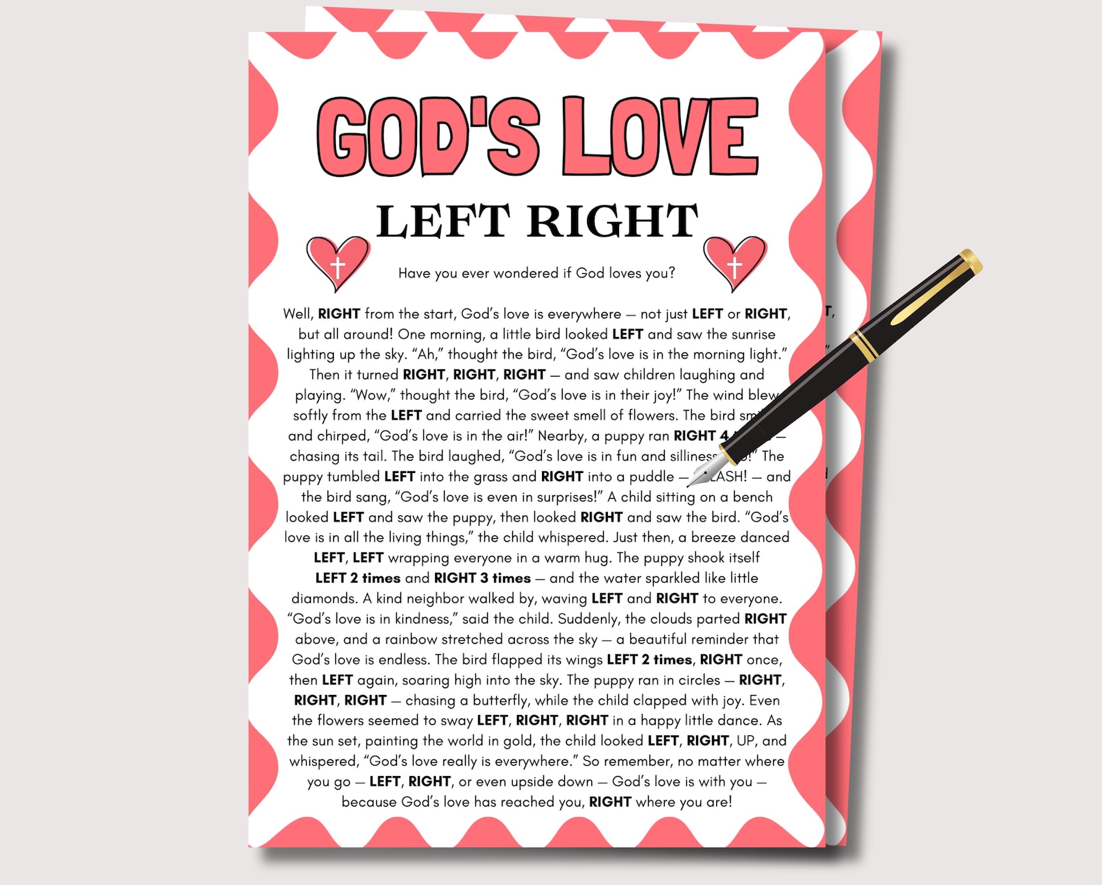 Gods Love Left Right Game, Fun Printable Bible Game for Kids Adults ...