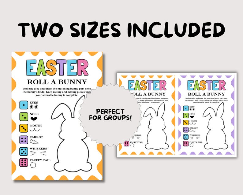 Easter Roll a Bunny Game, Fun Printable Easter Game for Kids, Group ...