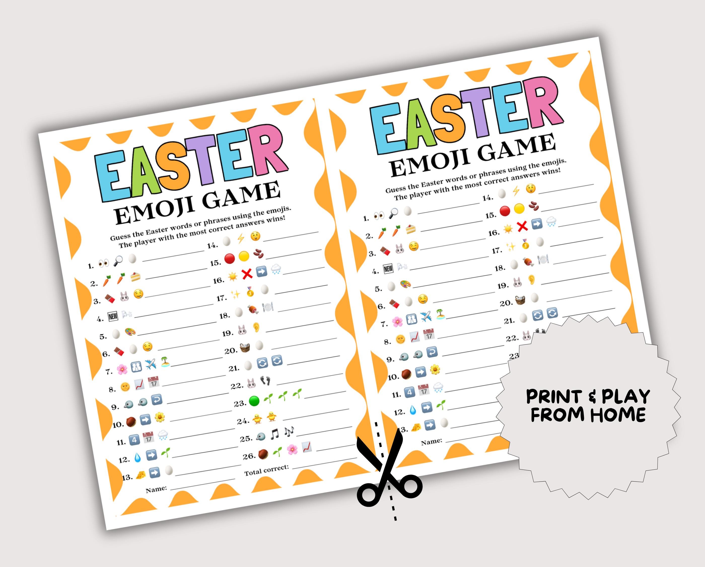 Easter Emoji Game, Fun Printable Family Easter Game for Adults Kids ...
