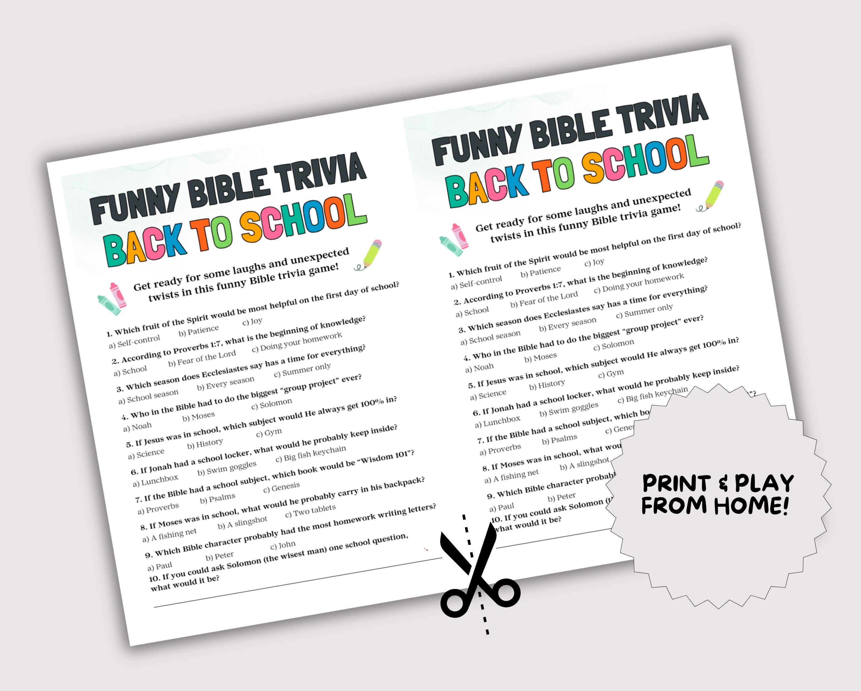 Bible Back to School Game Printable, Christian Back to School ...