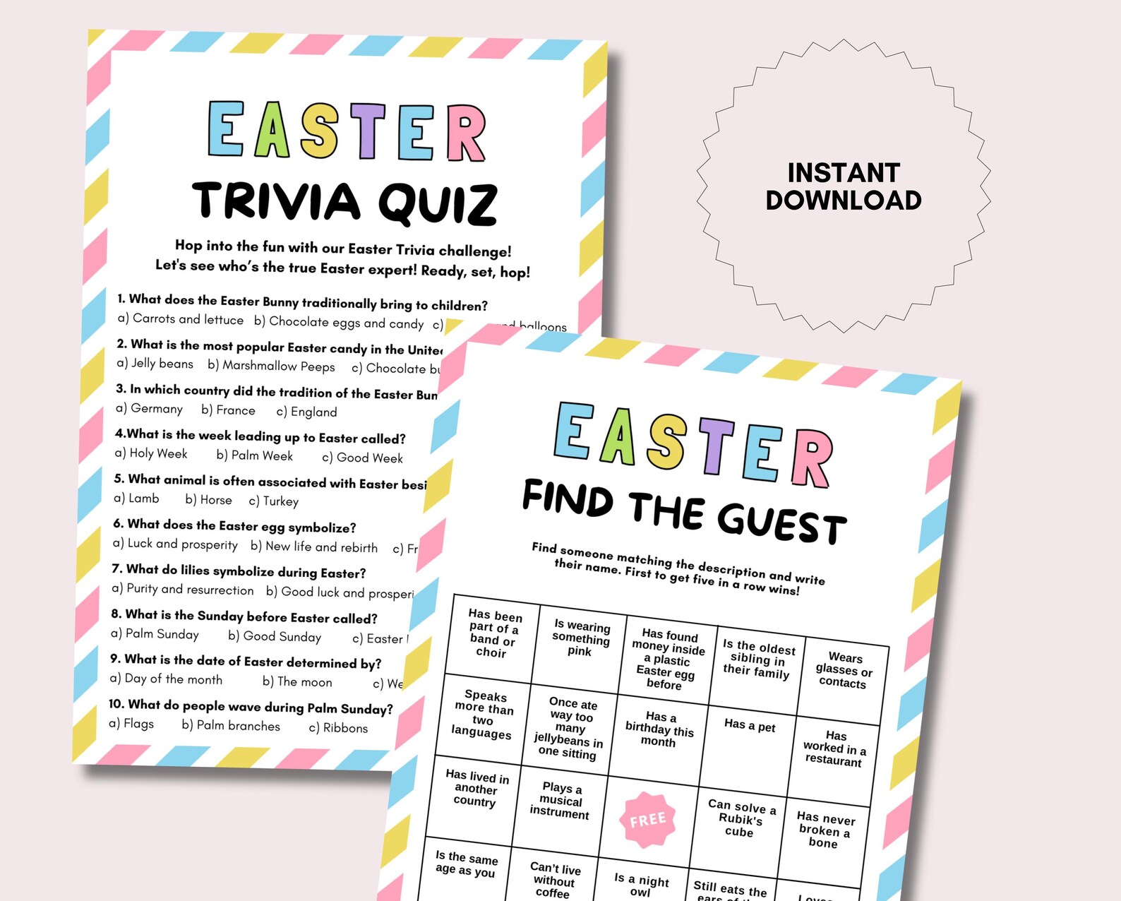 10 Easter Games Bundle, Pass the Gift Easter Pass the Prize, Whats Your ...