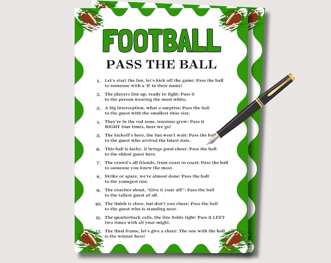 Football Pass the Ball Game, Football Games Kids Adults Football Party ...